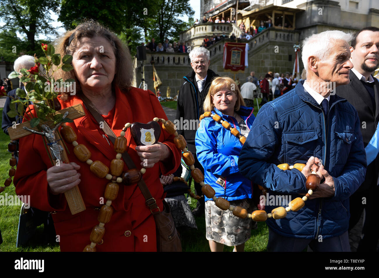 A Christian devotee seen carrying a huge rosary during the Procession ...