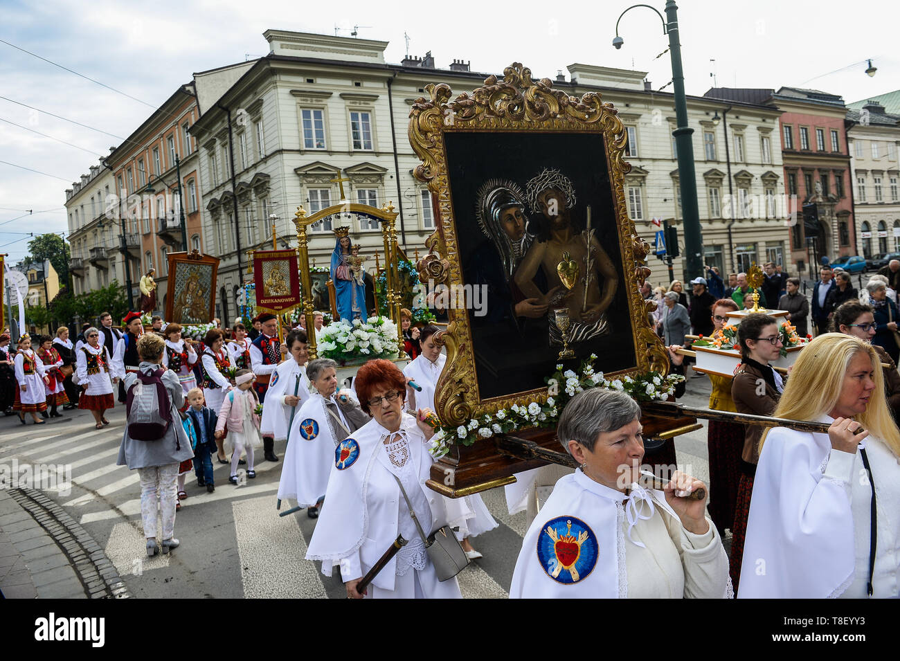 Participants seen carrying a religious catholic painting during the ...