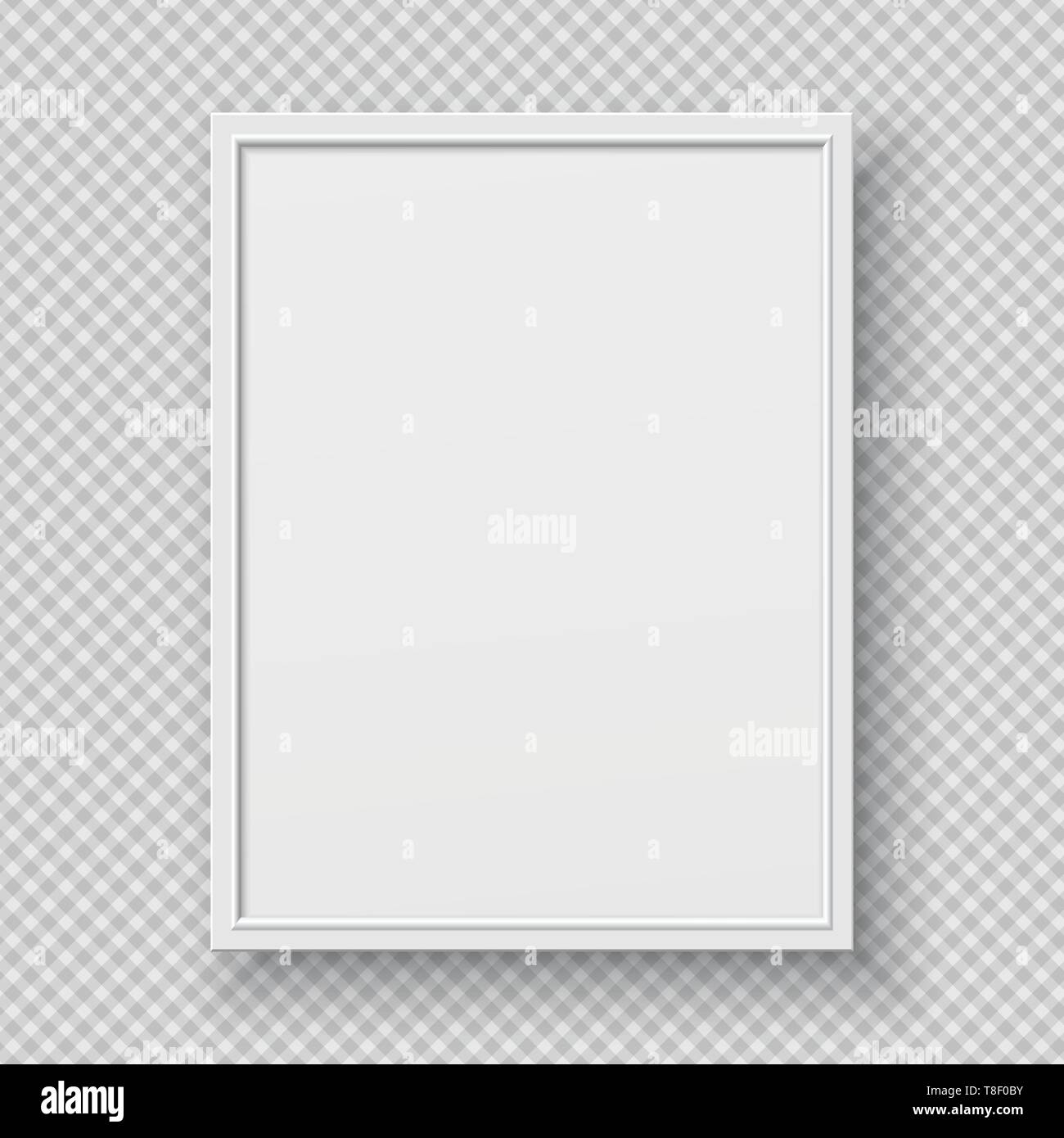 White rectangular paper or plastic frame with soft shadow for text or ...