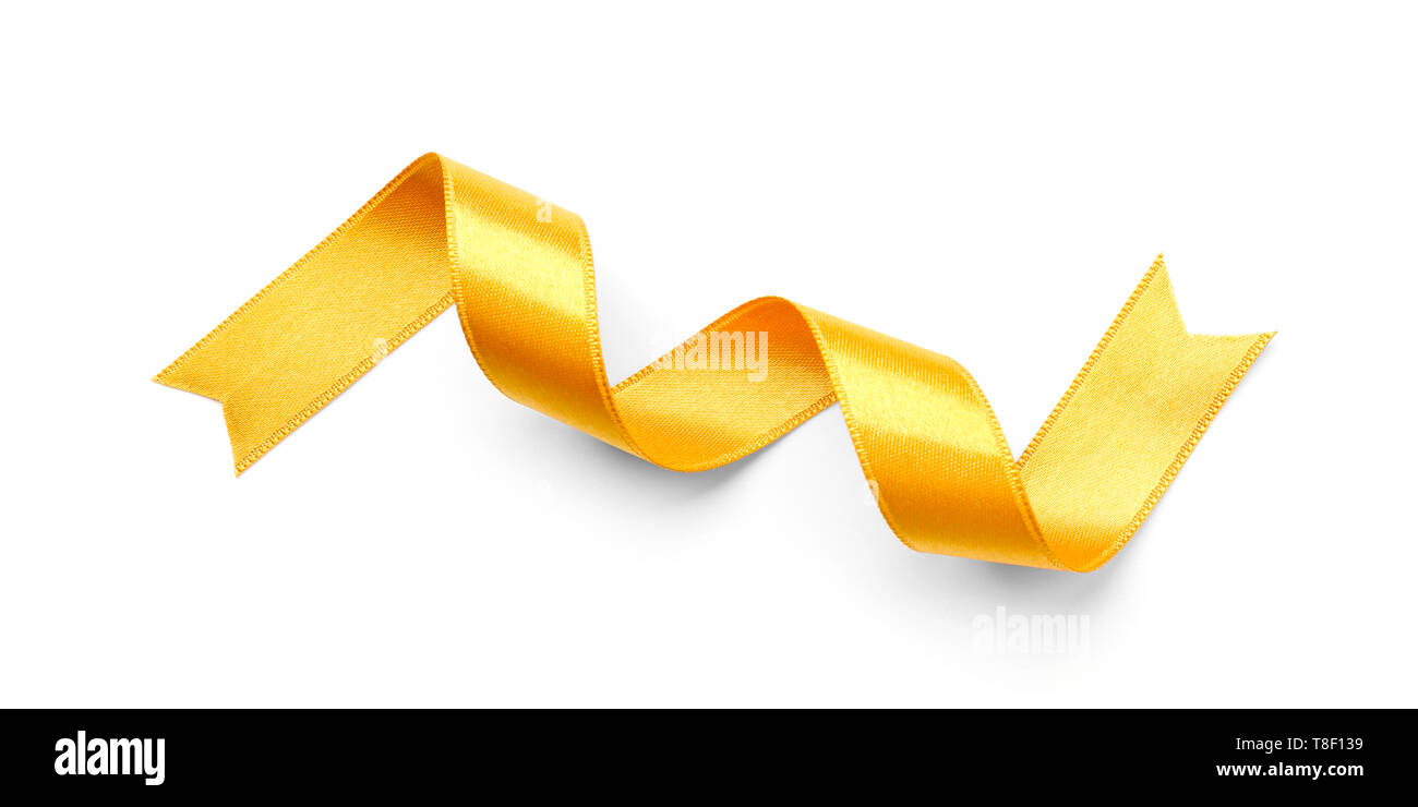 Golden ribbon on white background Stock Photo - Alamy