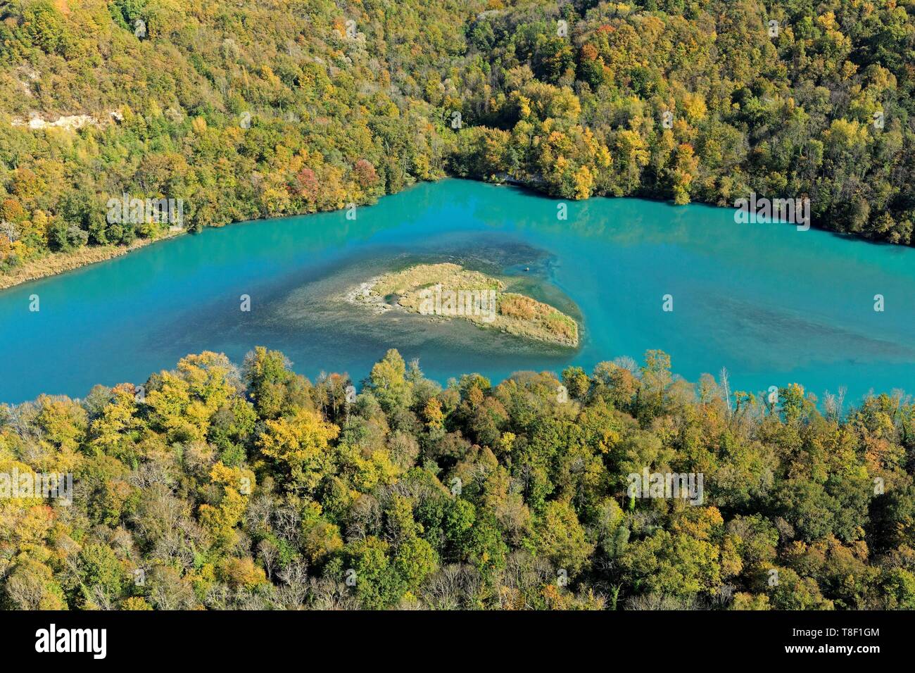 France, Ain, Chanay, The Rhone (aerial view Stock Photo - Alamy
