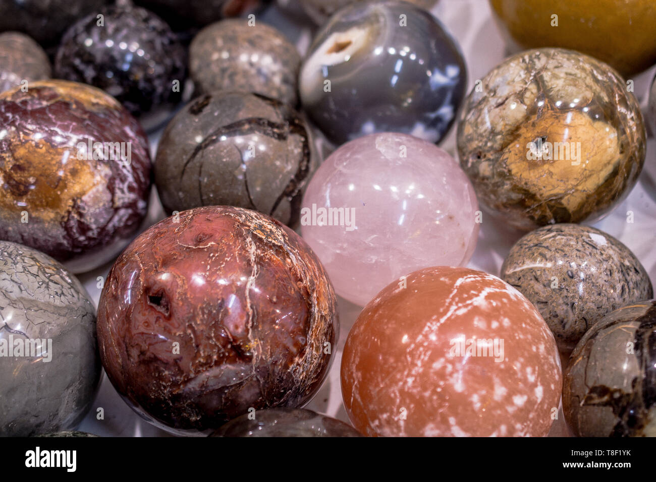 Semi precious stones balls as natural mineral rock specimen Stock Photo ...