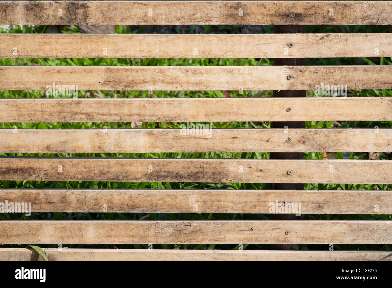 Close up of old brown wood lath with natural striped background and ...