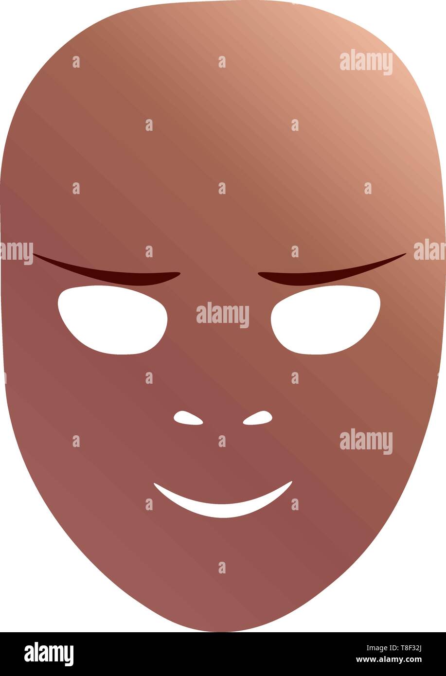 Theatrical mask with cunning emotion. Vector illustration. Bronze mask ...
