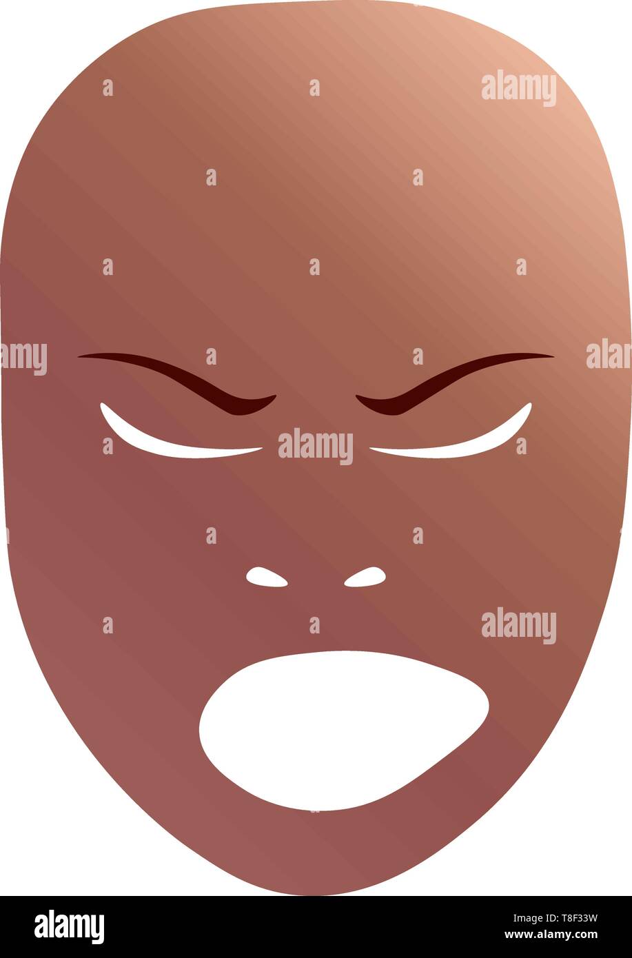 Theatrical mask with angry emotion. Vector illustration. Bronze mask ...