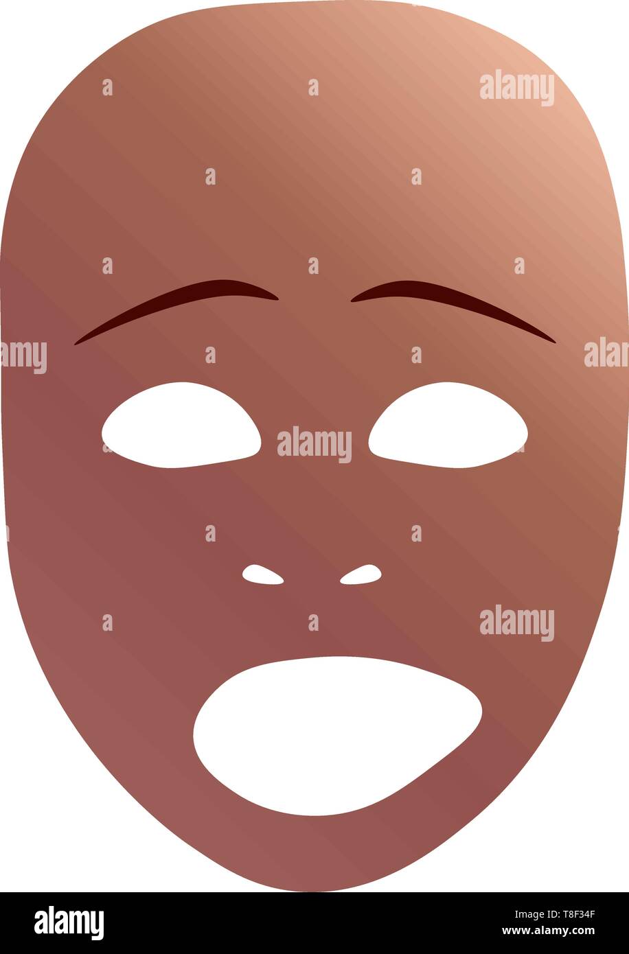 Theatrical mask with sad emotion. Vector illustration. Bronze mask with ...