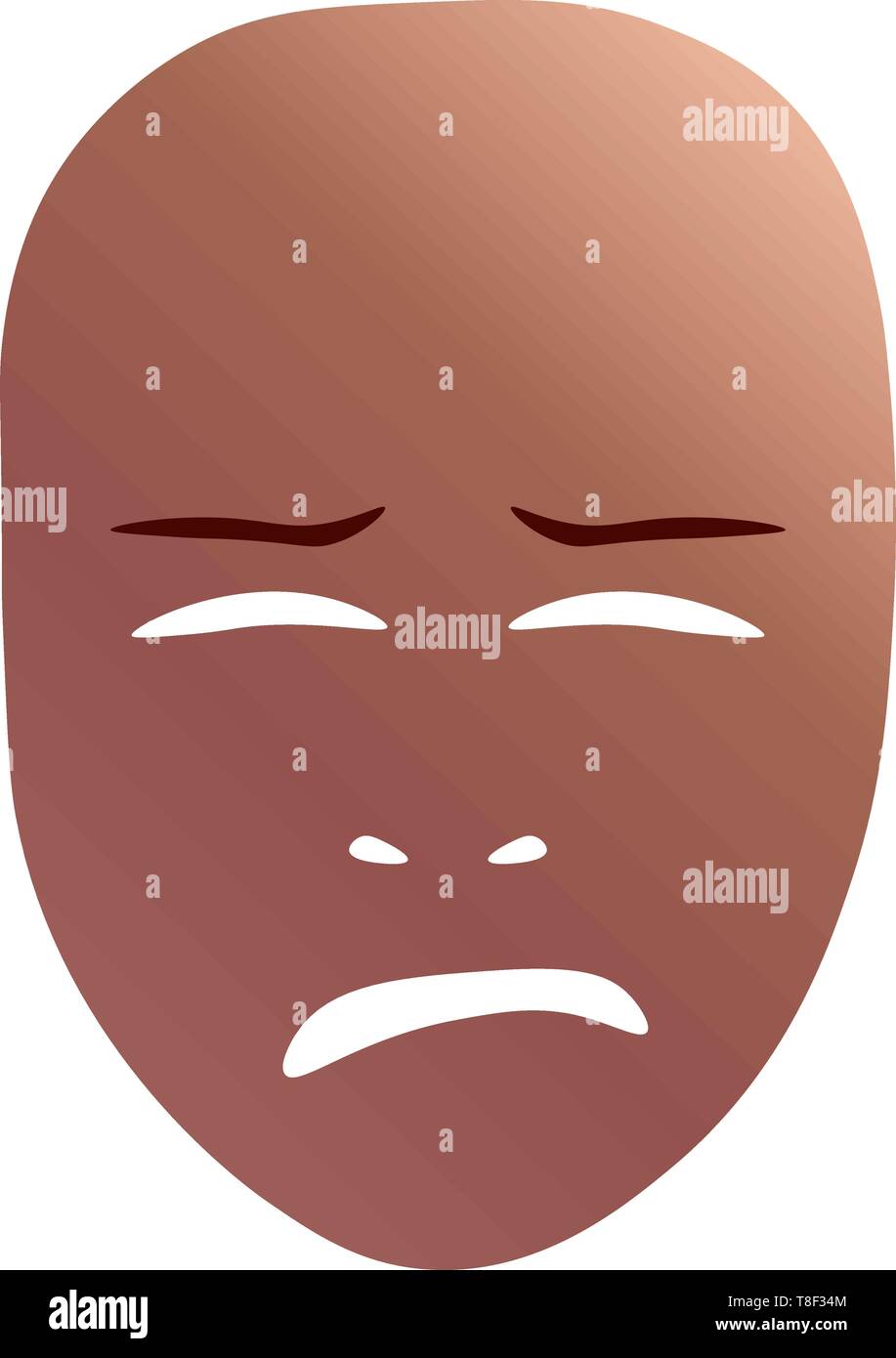 Theatrical mask with crying emotion. Vector illustration. Bronze mask ...