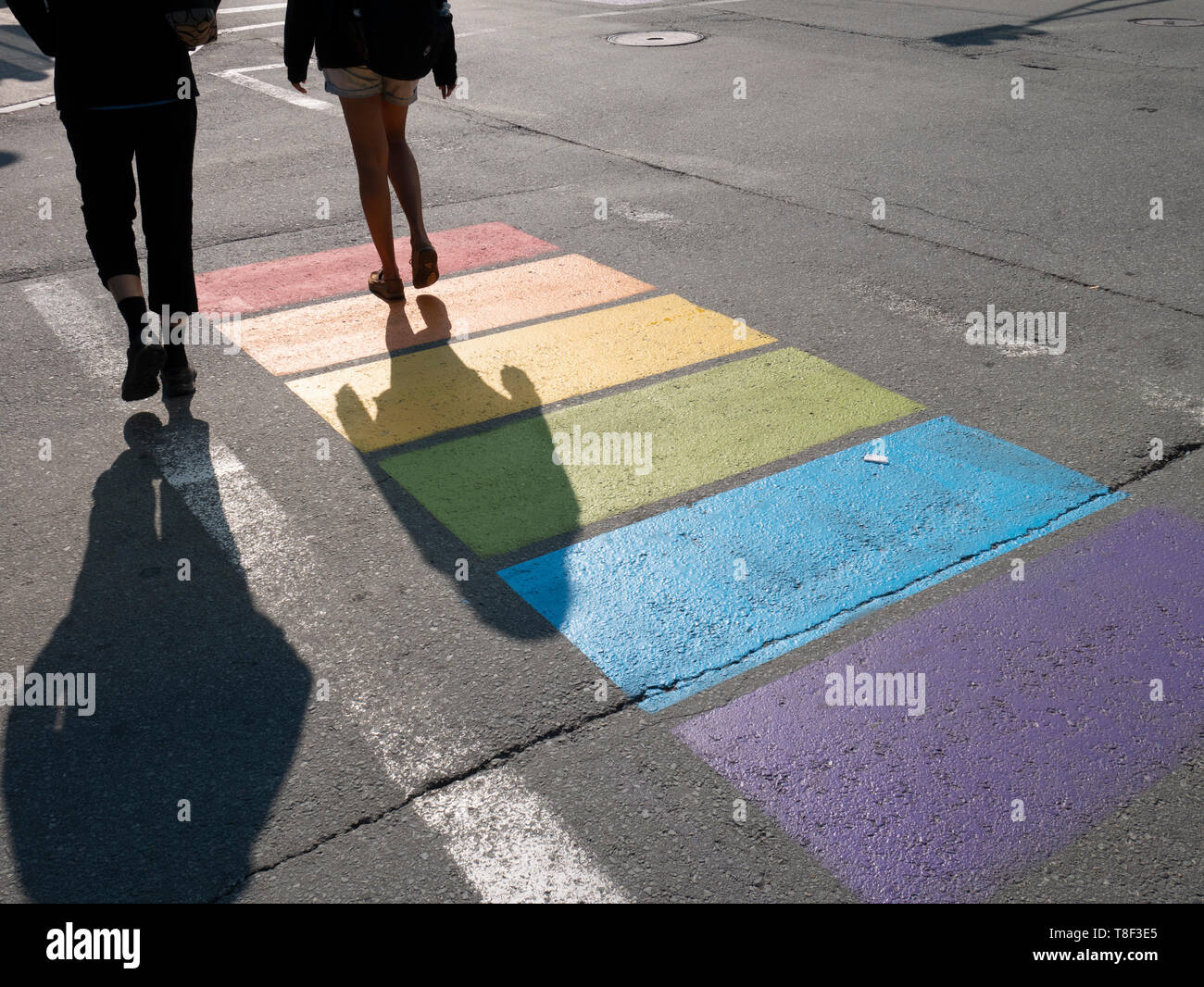 The rainbow crosswalk in Halifax Nova Scotia, Canada. Intersections of ...