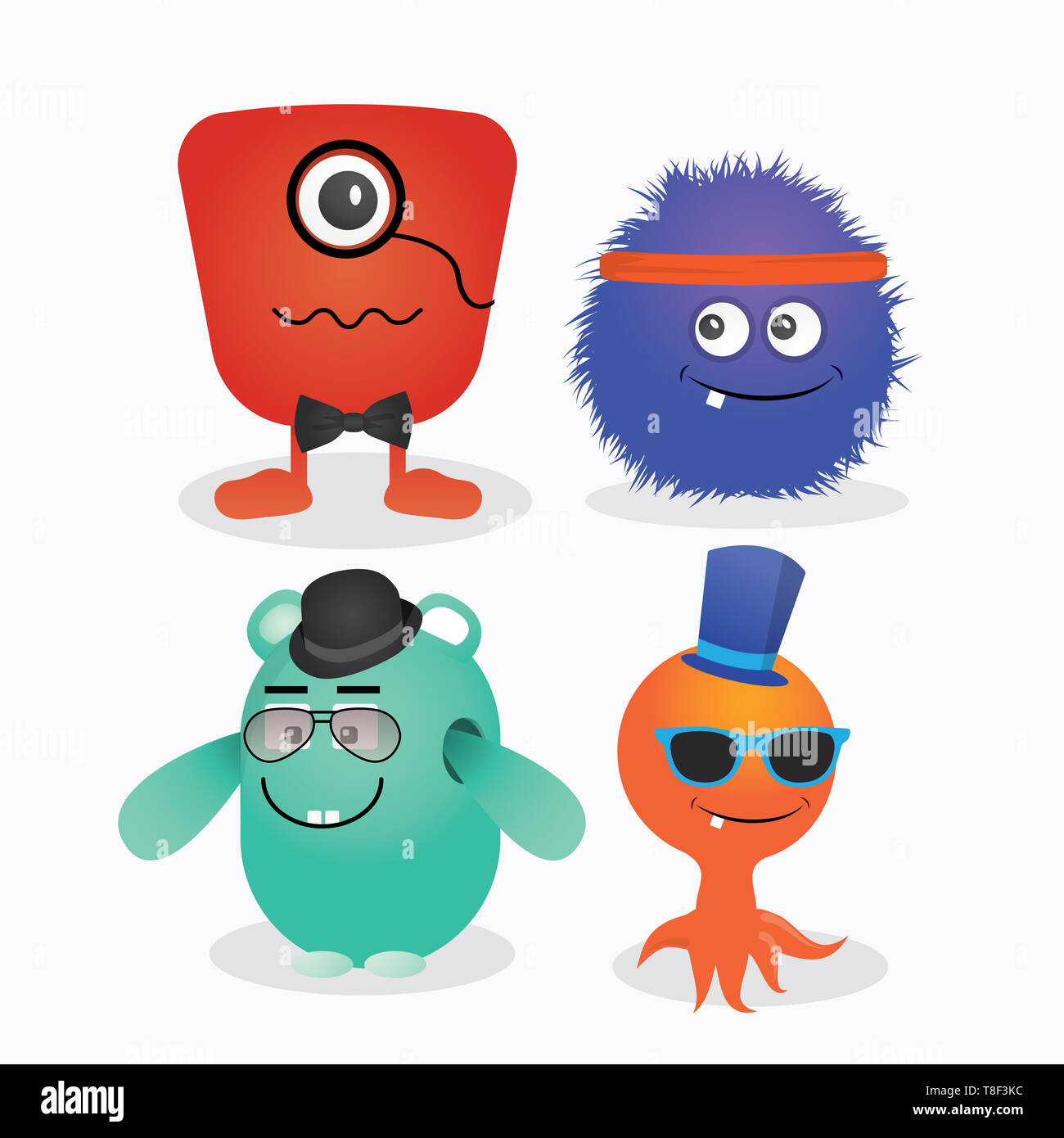 Colorful set cute monsters Cut Out Stock Images & Pictures - Alamy