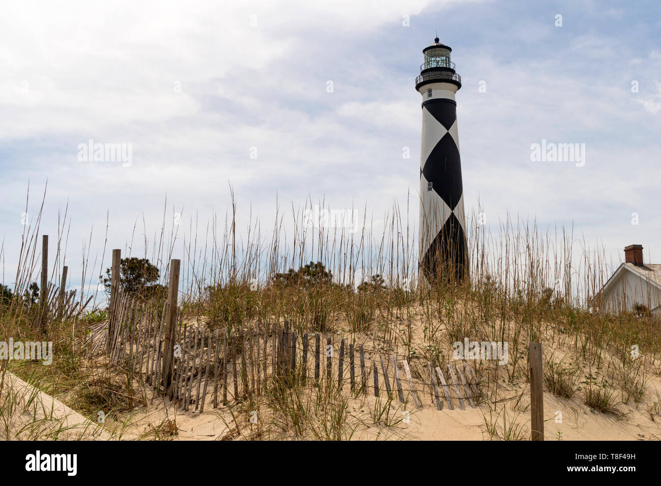 A Diamond pattern is painted on the lighthouse at Cape Lookout National ...