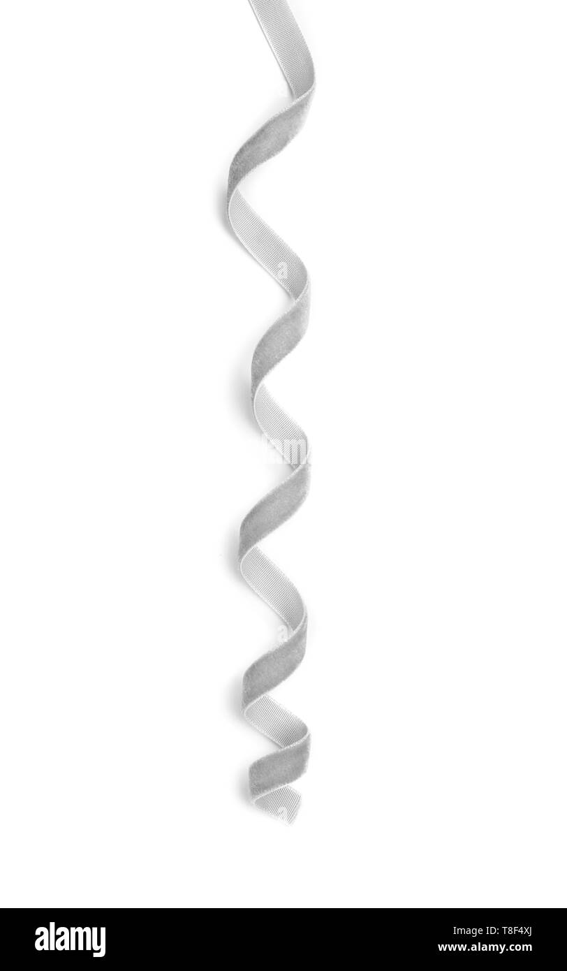 Grey ribbon on white background Stock Photo - Alamy