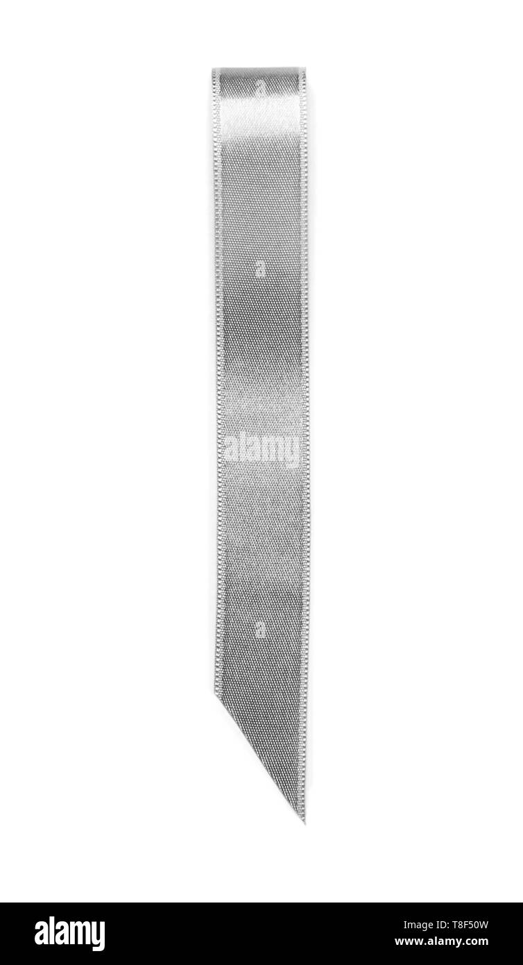 Silver ribbon on white background Stock Photo - Alamy