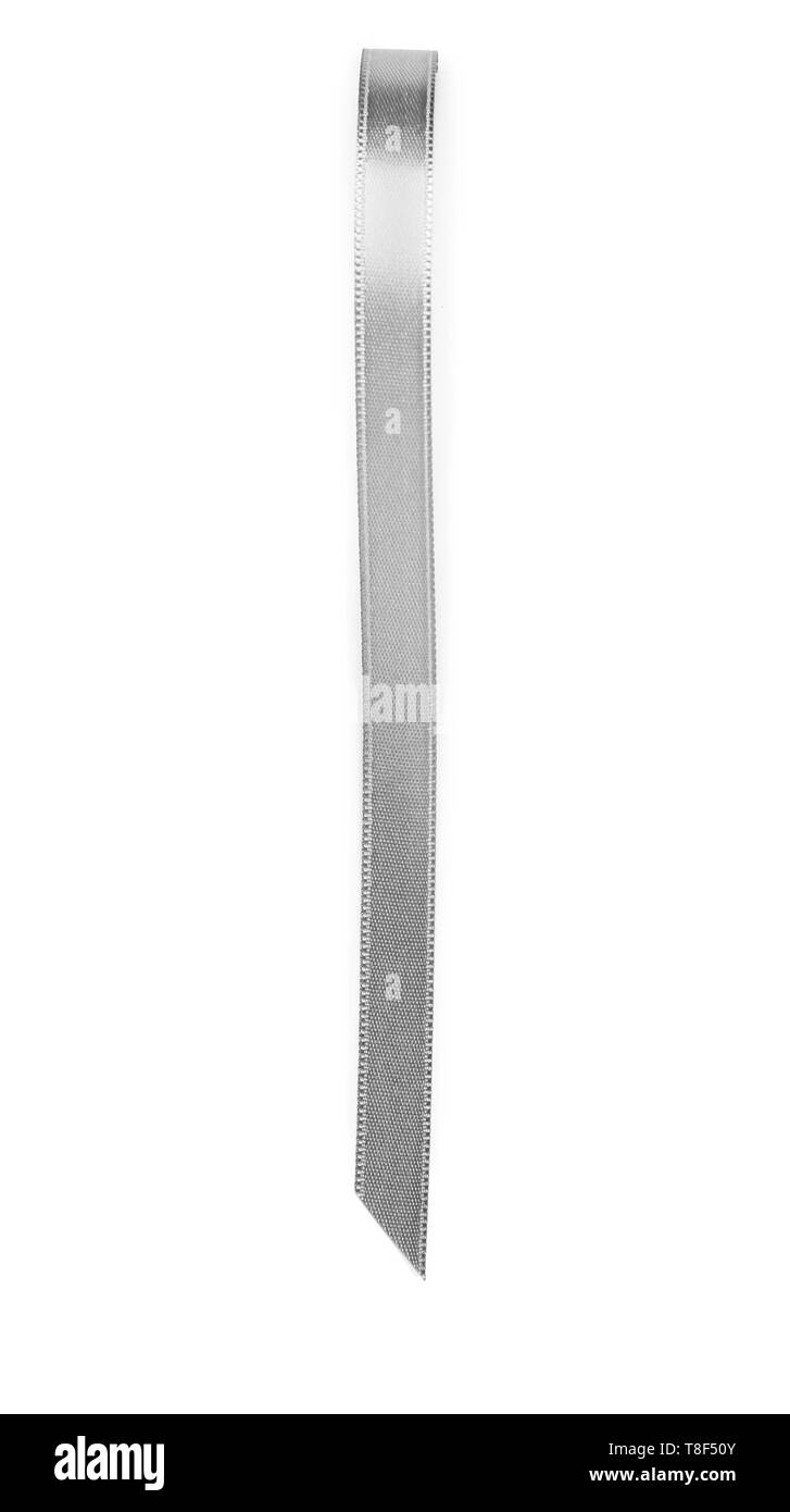 Silver ribbon on white background Stock Photo - Alamy