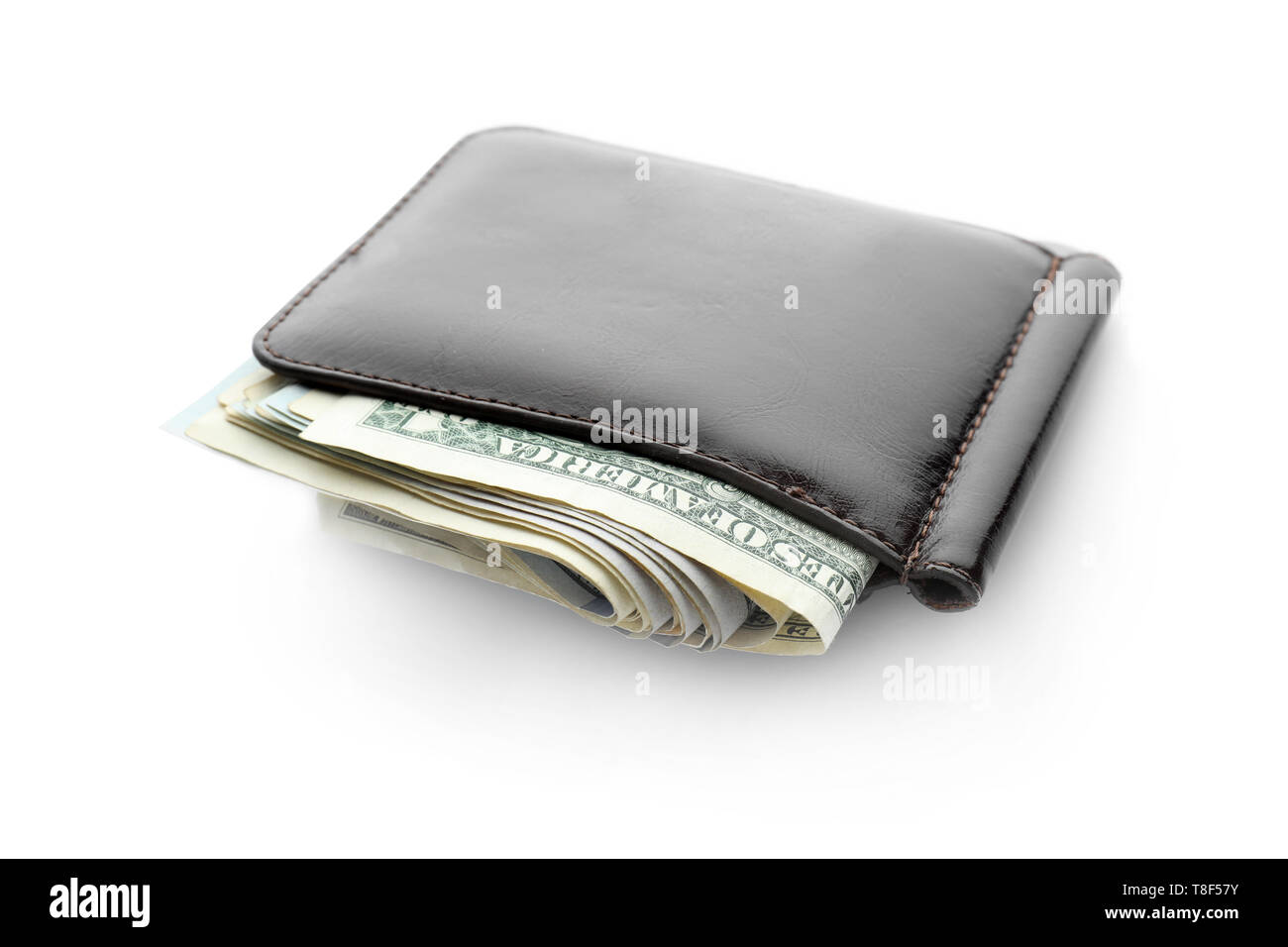 Wallet with dollar banknotes on white background Stock Photo - Alamy