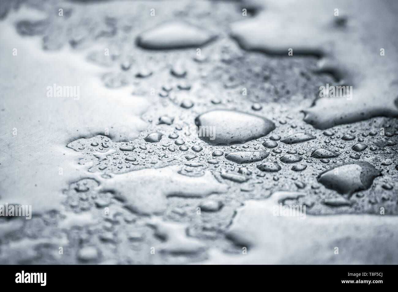 Water droplets on metal background. Raindrops on steel surface Stock ...