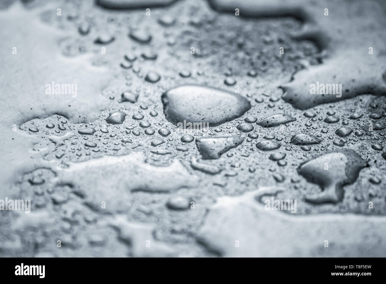 Water droplets on metal background. Raindrops on steel surface Stock ...