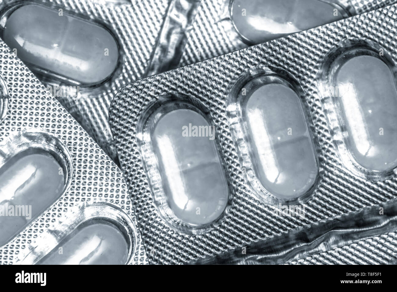 Medical background, white prescription medicine capsules in blister ...