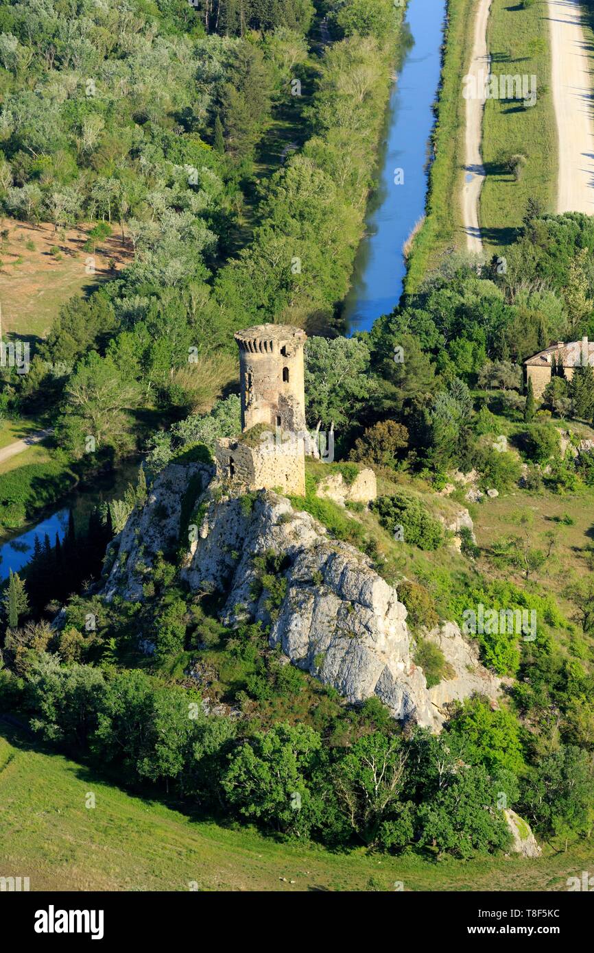 France, Vaucluse, Chateauneuf du Pape, Castle of L'Hers (Xe) (aerial ...