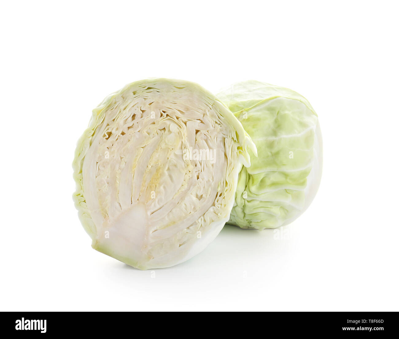 Whole and sliced cabbage on white background Stock Photo - Alamy