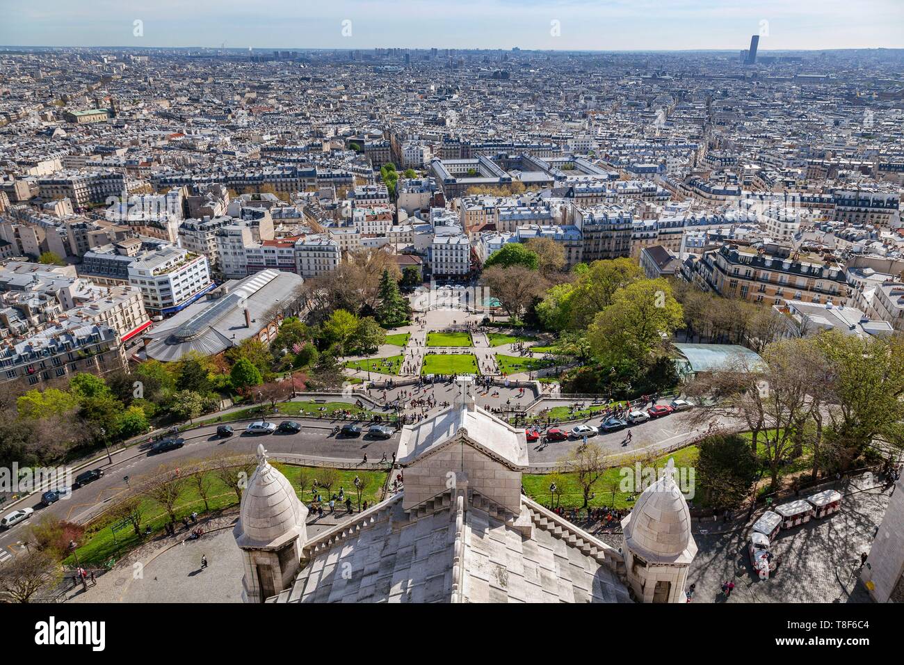 France, Paris, 18th District, view of the SacrÚ-Coeur dome towards ...