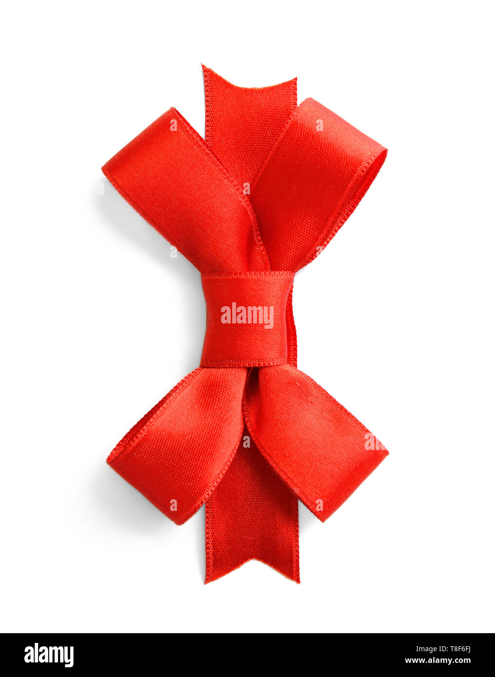 Beautiful bow made from red ribbon on white background Stock Photo - Alamy