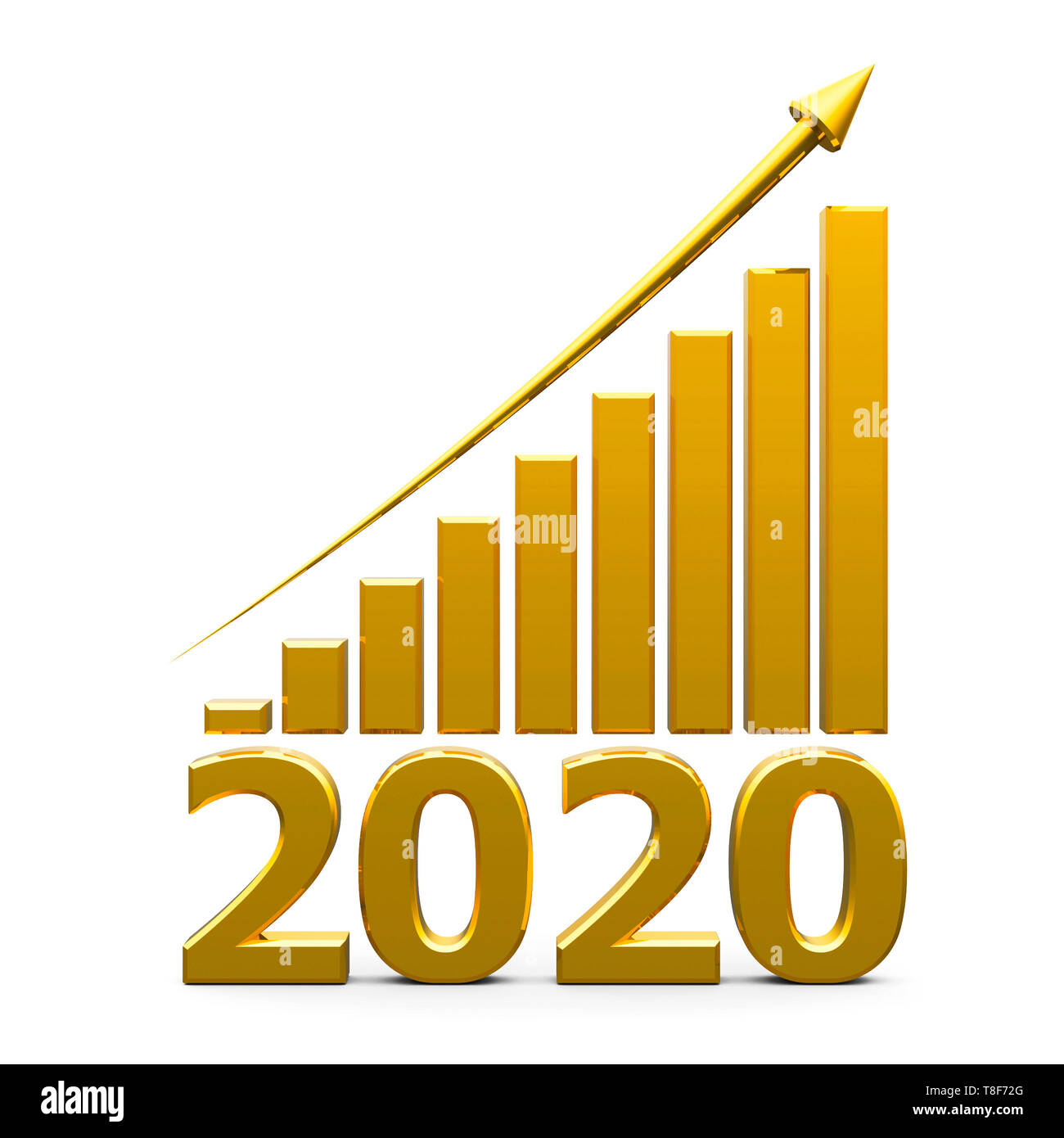 Gold business graph with gold arrow up represents the growth in 2020 ...