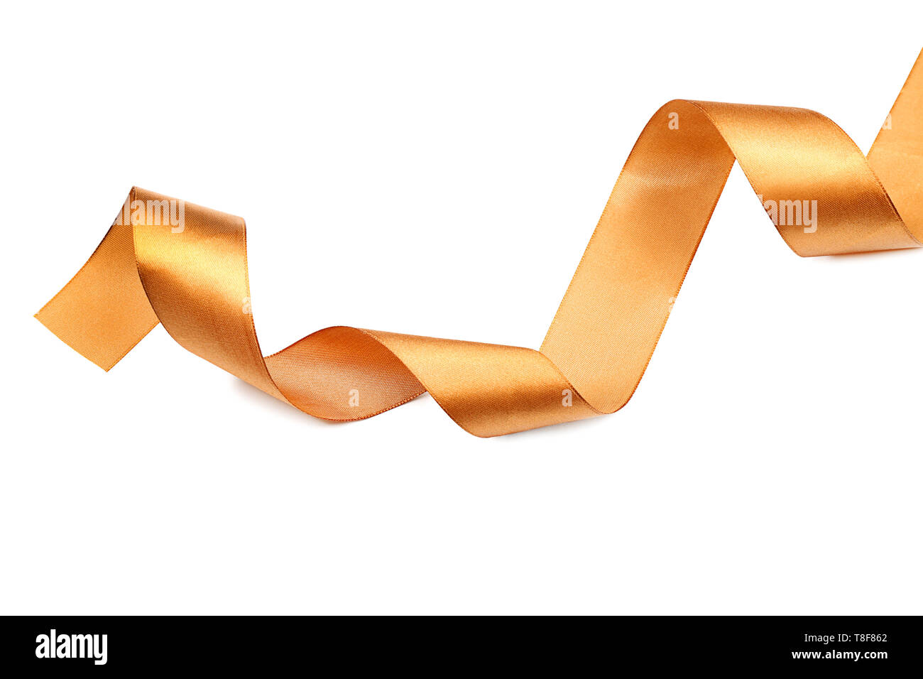 Beautiful golden ribbon on white background Stock Photo - Alamy