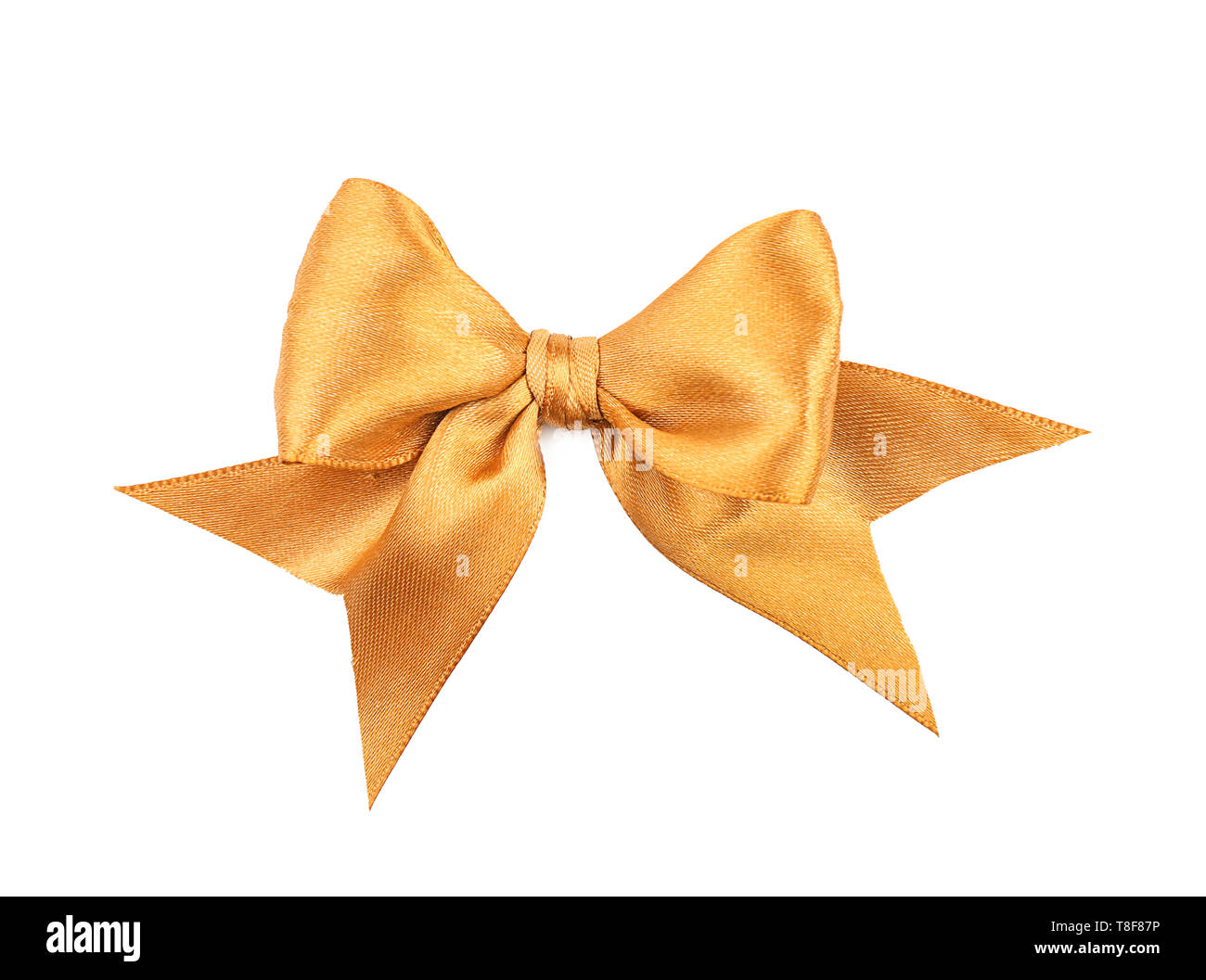 Beautiful bow made from golden ribbon on white background Stock Photo ...