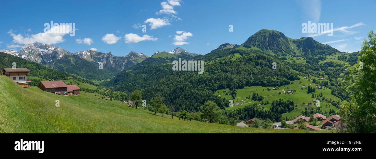 France, Haute Savoie, Manigod, Aravis massif, from the Fry Pass road ...