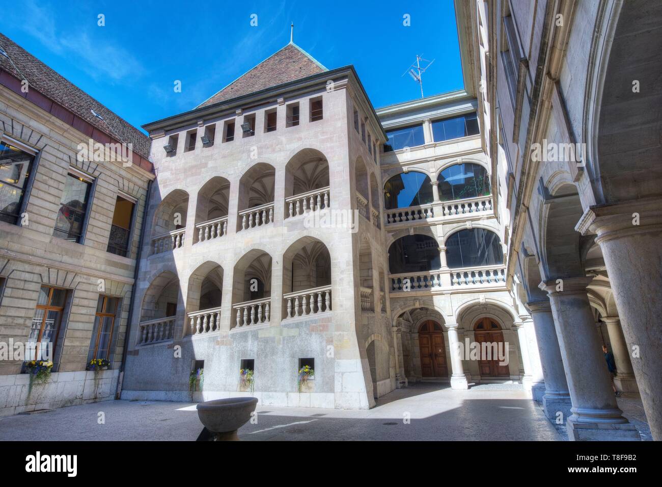 Switzerland, Geneva, Swiss Confederation, in the old town outside view ...