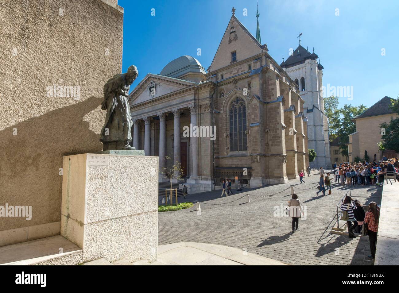 Switzerland, Geneva, Swiss Confederation, in the old town the forecourt ...