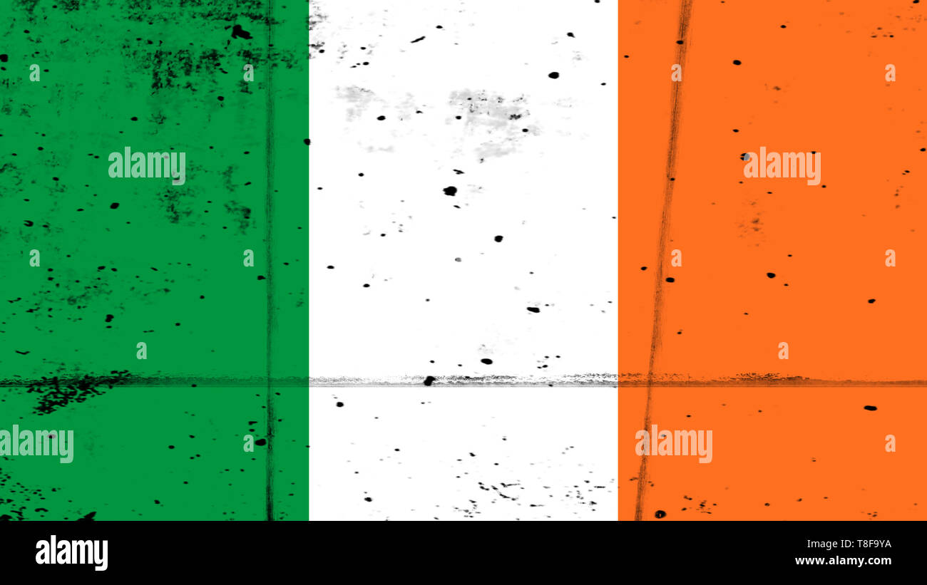 Flag of Ireland . Vintage old texture patriotic flag. Design element ...