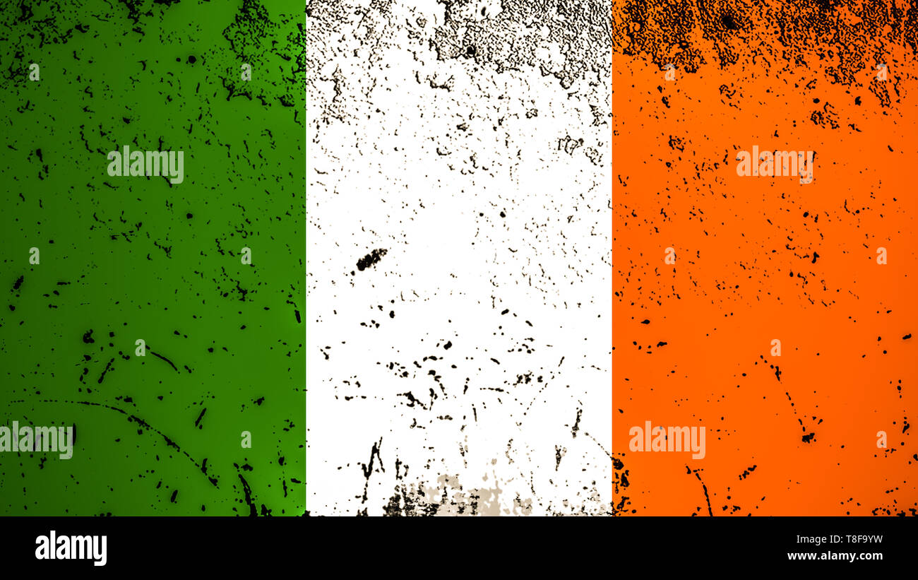 Flag of Ireland . Vintage old texture patriotic flag. Design element ...
