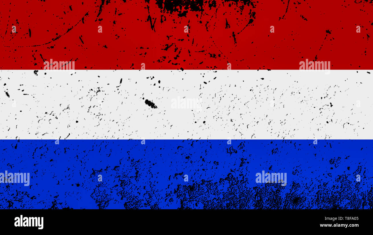 Vintage old flag of Nederland. Art texture painted national flag Stock ...