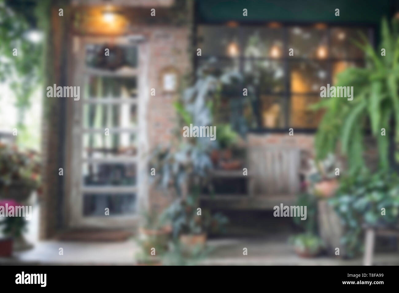 Blur exterior green eco environmental style shop background, stock ...