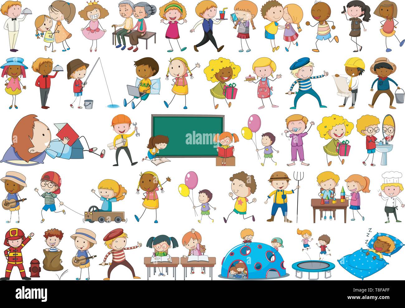 Set of doodle kids character illustration Stock Vector Image & Art - Alamy