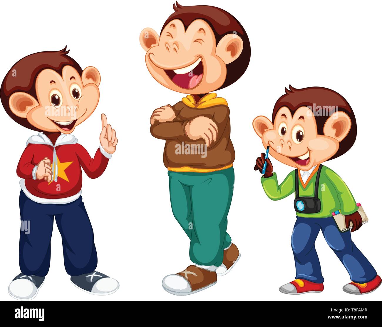 Set of cute monkey character illustration Stock Vector Image & Art - Alamy