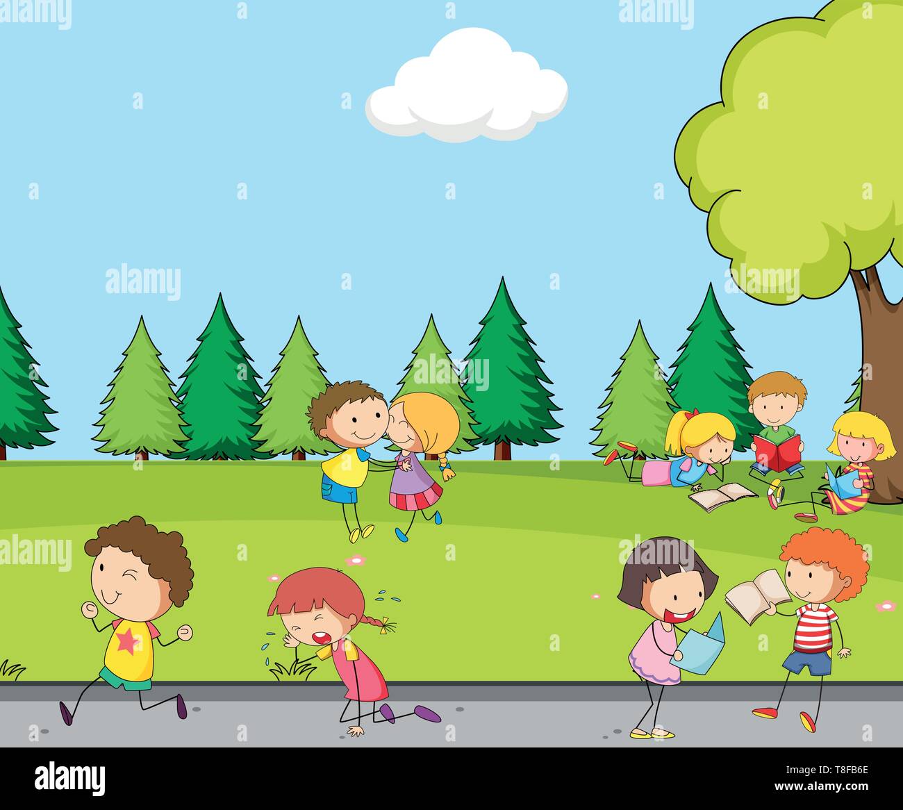 Group of kid at the park illustration Stock Vector Image & Art - Alamy