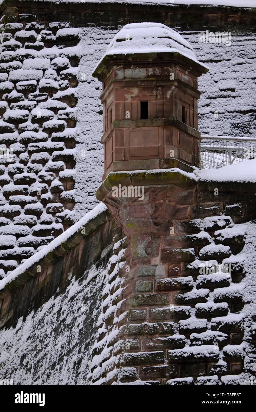 France, Territoire de Belfort, Belfort, citadel, watchtower, snow ...