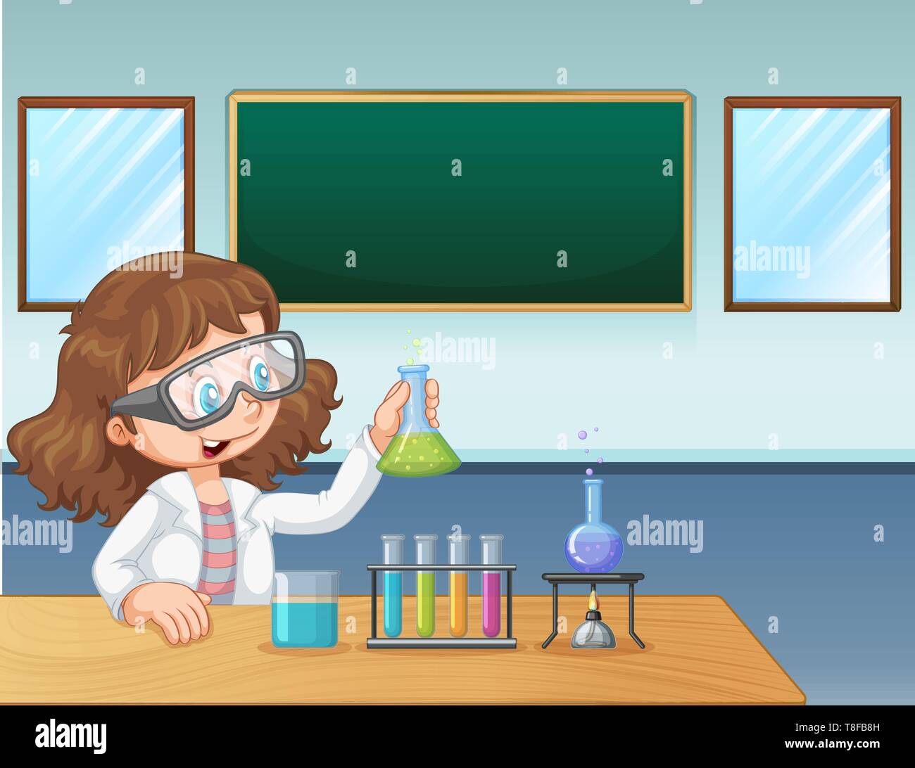 A laboratory girl in classroom illustration Stock Vector Image & Art ...
