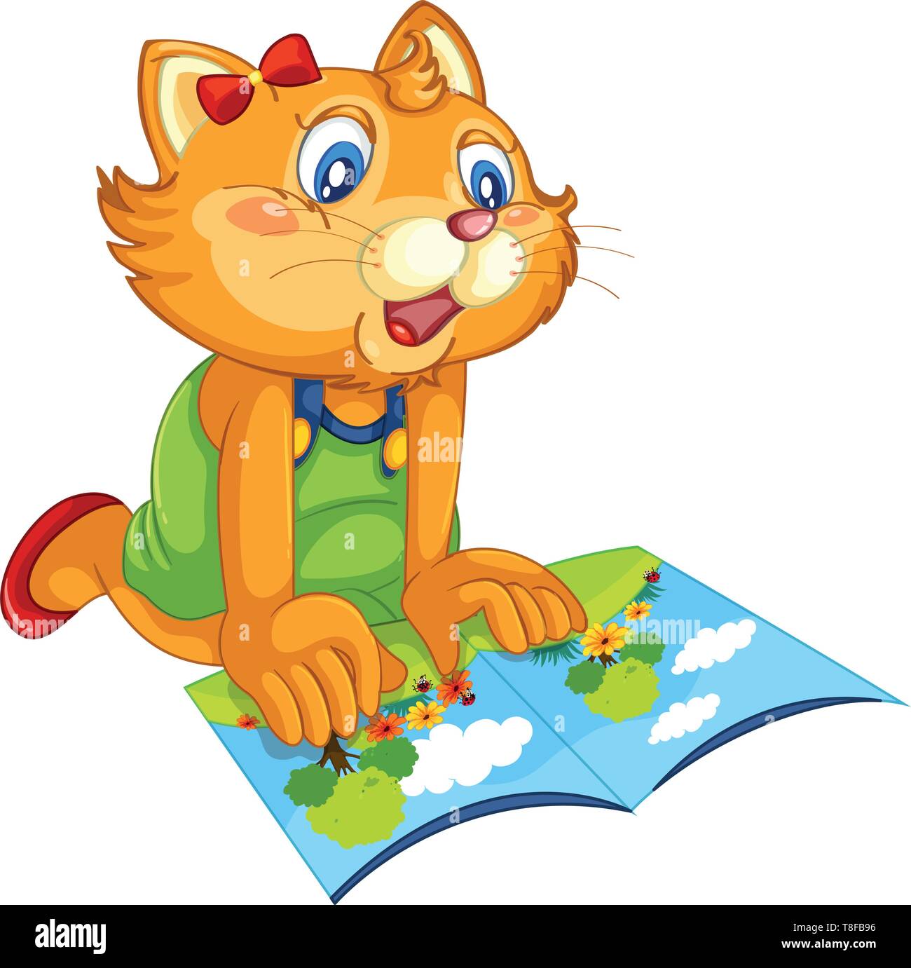A cat reading book illustration Stock Vector Image & Art - Alamy