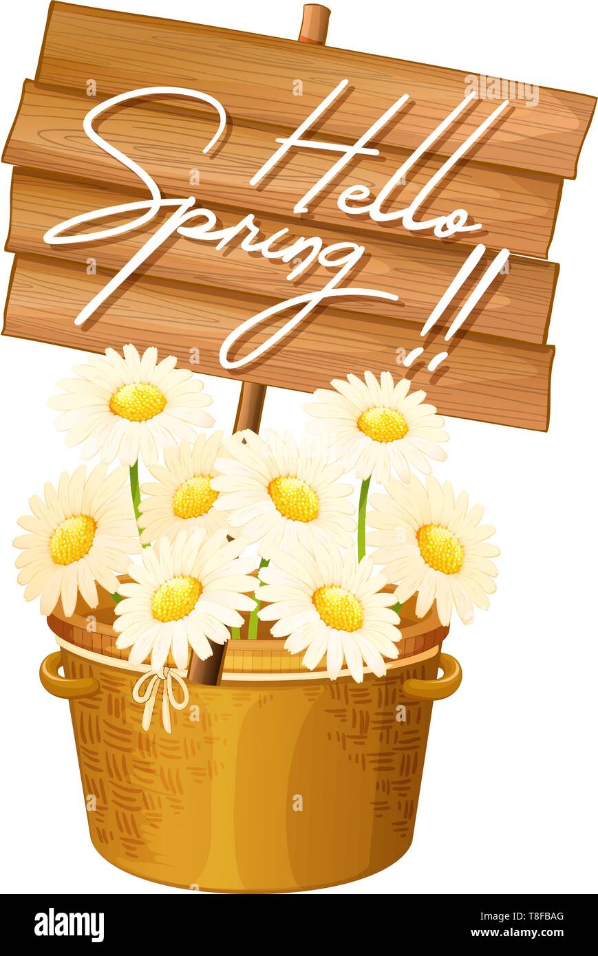 Cute hello spring banner illustration Stock Vector Image & Art - Alamy