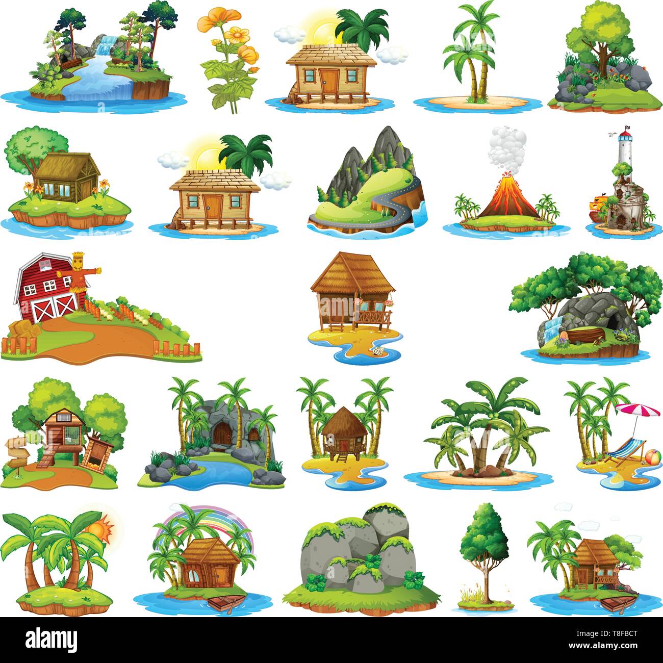 Set of house on isolated island illustration Stock Vector Image & Art ...