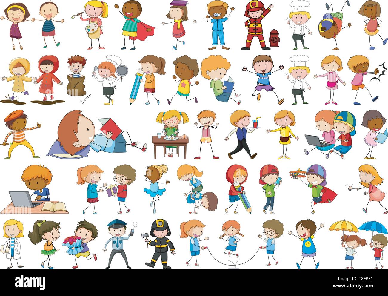 Set of doodle kids character illustration Stock Vector Image & Art - Alamy