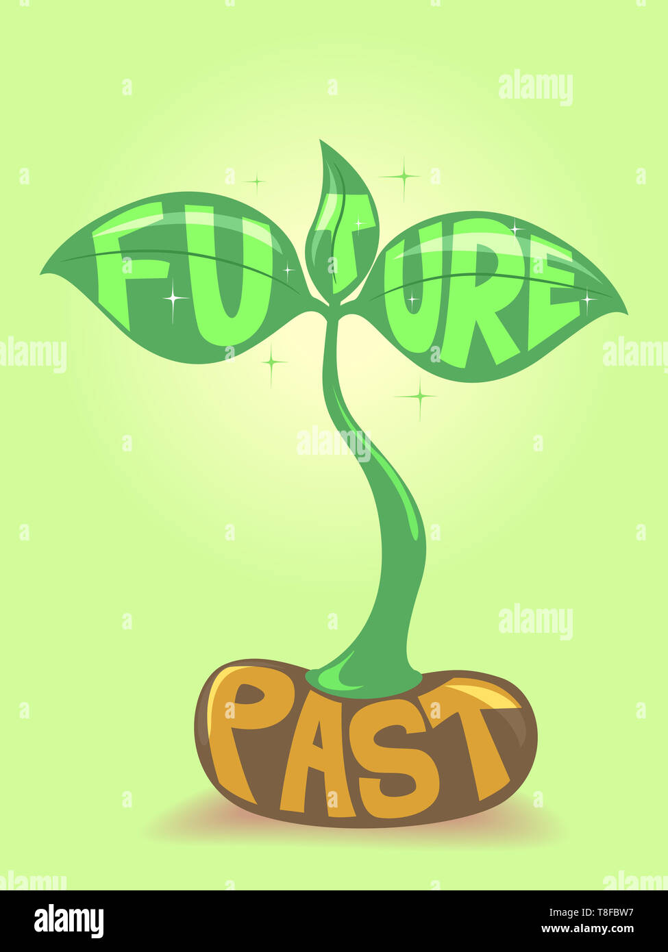 Illustration of a Seed with Seedling with Future and Past Lettering ...