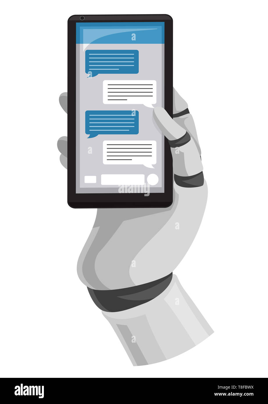 Illustration of a Robot Hand Holding a Mobile Phone and Answering to ...