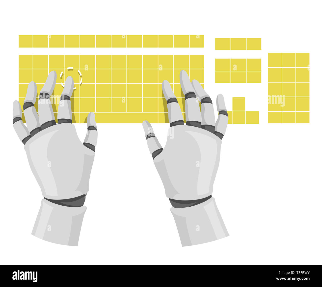 Illustration of Robot Hands Typing and Using a Keyboard as Chatbot for ...