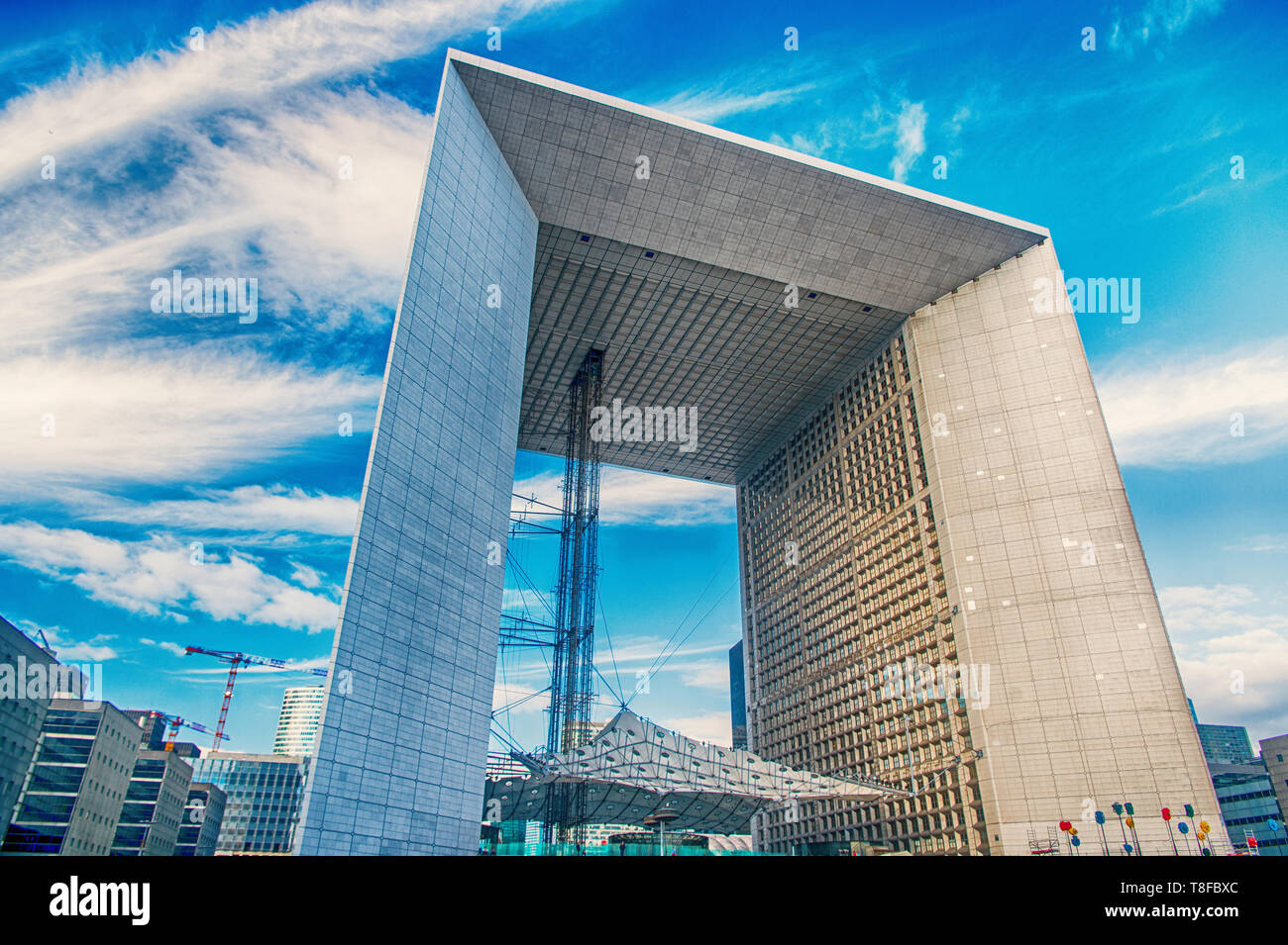 Grande arche in la defense district Paris, France on cloudy blue sky ...