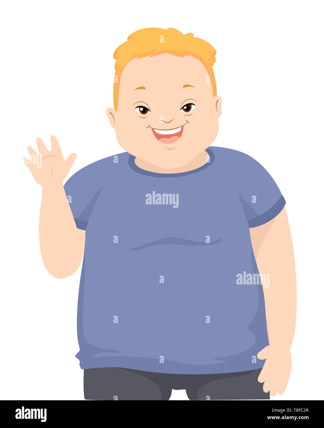Illustration of a Teenage Guy with Down Syndrome Smiling and Waving ...