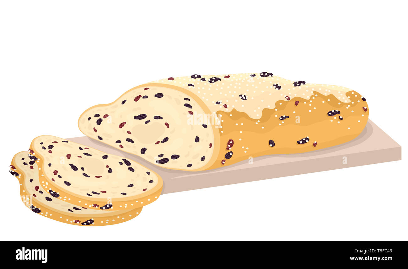 Illustration of a Dutch Easter Bread or Paasstol on Plate Served During ...